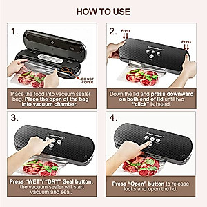 KitchenBoss Food Vacuum Sealer Machine: Vacuum Sealing System for Foods, Automatic Kitchen Vac Sealer Machines, Dry and Moist Food Storage Preservation