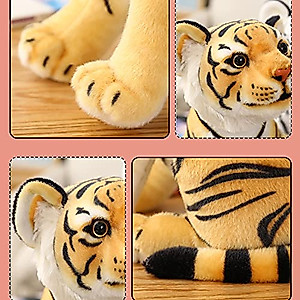 GUDVES Tigers Plush Toy Stuffed Animal Plush Cat - by Tiger Tale Toys Cute Lifelike Tiger Stuffed Animals Animals Kids Toy Gift for Boy Baby Hug Tiger - Lifelike Stuffed Animal (7.8 in, Yellow Tiger)