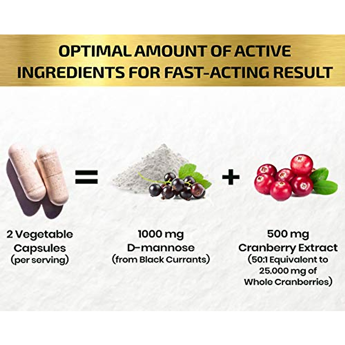 HCL HERBAL CODE LABS D-Mannose with Cranberry Extract Capsules 1500mg Super Strength Pills – Fast-Acting UTI Urinary Tract – Bladder Health Supplement