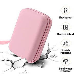 TUGUAI Label Maker Case Compatible with Phomemo D30 JADENS D110 NiiMbot D11 SUPVAN E10 Label Printer, Hard Carrying Container Storage Holder Organizer for Tape Roll, Charging Cable (Box Only, Pink)