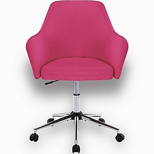 Gustonhon Velvet Home Office Chair with Gold Base,Comfortable Modern Cute Desk Chair, Adjustable Swivel Task Chair for Living Room Bedroom Vanity Study with Wheels Aesthetic Office Chair, (Pink)
