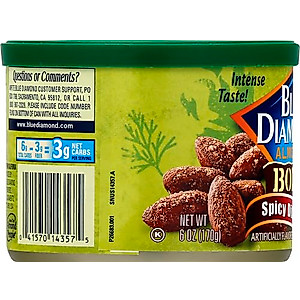 Blue Diamond Almonds Spicy Dill Pickle Flavored Snack Nuts, 6 Oz Resealable Can (Pack of 1)