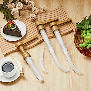 Tanlade 3 Pcs Coffee Syrup Pump Dispenser Sauce Pump Dispenser Pumps for Syrup Bottles 64 Oz, Gold