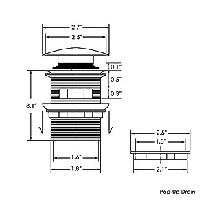 FerdY Pop-up Drain for Freestanding Bathtub, Matte Black Finish, cUPC Certification, Freestanding Bathtub Drain Stopper