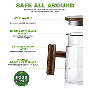 SUSTEAS 57oz Electric Kettle with Thermometer and SUSTEAS Tea Mug : Glass Teacup with Infuser and Lid, Clear Teacup for Tea Steeping at Home and Office, Clear (13.5oz)