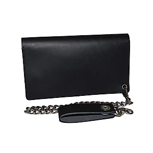 Leatherboss Genuine Leather Men Trifold Eagle Biker Chain Wallet Credit Card Holder for Motorcycle Bikers Truckers