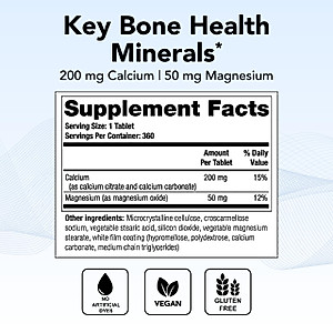 Theralogix CalMag Thins Calcium & Magnesium Supplement - Bone Support Supplement for Women & Men - Contains 200 mg of Calcium and 50 mg of Magnesium - NSF Certified - 360 Tablets