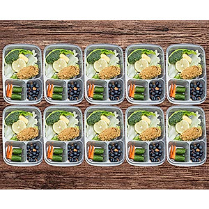 Meal Prep Containers 3 Compartment Food Storage Containers Microwave Dishwasher Freezer Safe (Color mixing, 7 /10PACK (3compartment))