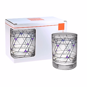 Culver Frank Lloyd Wright DOF Double Old Fashioned Glass 14-Ounce (Gift Boxed Set of 2, Hollyhock)