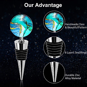 Soleebee 3 Pack Decorative Wine Stoppers, Wine Bottle Stopper with Beautiful Art Glass，Beverage Bottle Stoppers For Gifts, Bar, Holiday Party, Wedding (Style J)