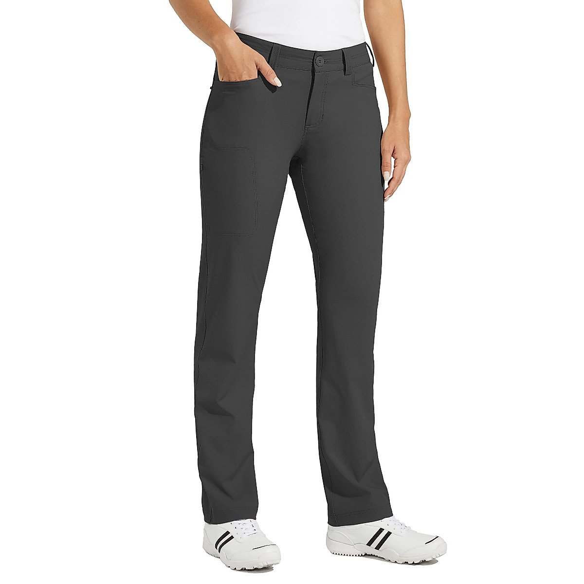 Willit Women's Golf Pants Stretch Hiking Pants Quick Dry Lightweight Outdoor Casual Pants with Pockets Water Resistant Deep Gray 12