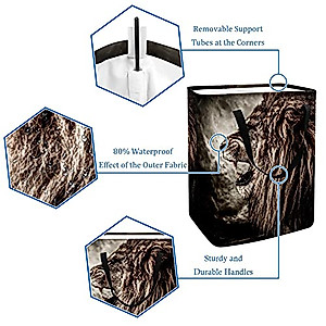 Lion Background Laundry Basket Collapsible Storage bin with Handles for Hamper,Kids Room,Toy Storage