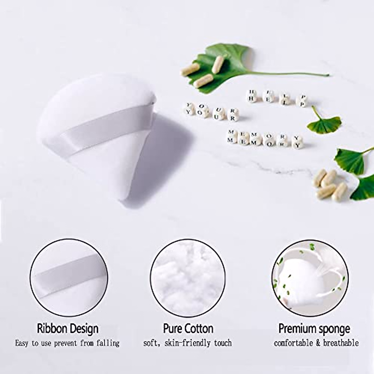 12 Pieces Triangle Powder Puff Soft Makeup Puff for Face Loose Powder Cosmetic Foundation Sponge Wet Dry Makeup Tool Black/White