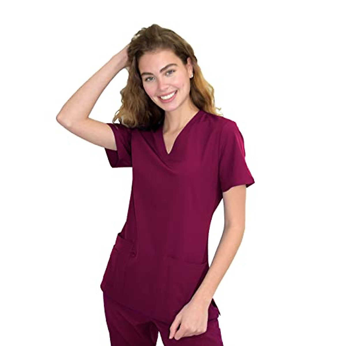 GT Performance Women Medical Nursing Scrub Top GT 4FLEX-Berry/Wine-Medium