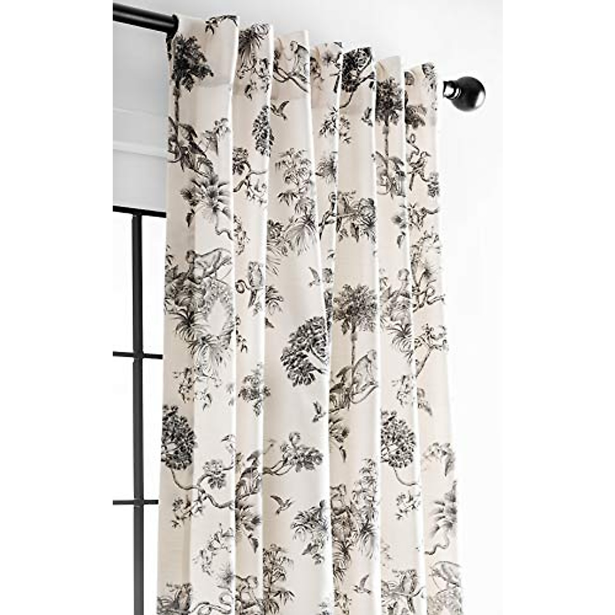 Maison d' Hermine Tailored Curtain 100% Cotton Easter One Panel 50"x108" Curtains, Easy Hanging with a Rod Pocket & Loop for Living Rooms Bedrooms Offices, Bonobo - Grey - Spring/Summer