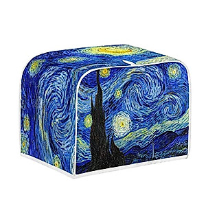 Gomyblomy Van Gogh's Starry Night 4 Slice Toaster Dust Cover Bread Toaster Oven Dustproof Cover Kitchen Bakeware Protector Dustproof Fingerprint Protection