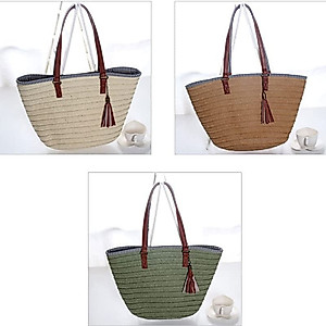 LDTDO Women Shoulder Bags Wicker Woven Handbags Handmade Summer Beach Travel Bag Female Large Capacity Tote Purse (Color : D, Size : 1)