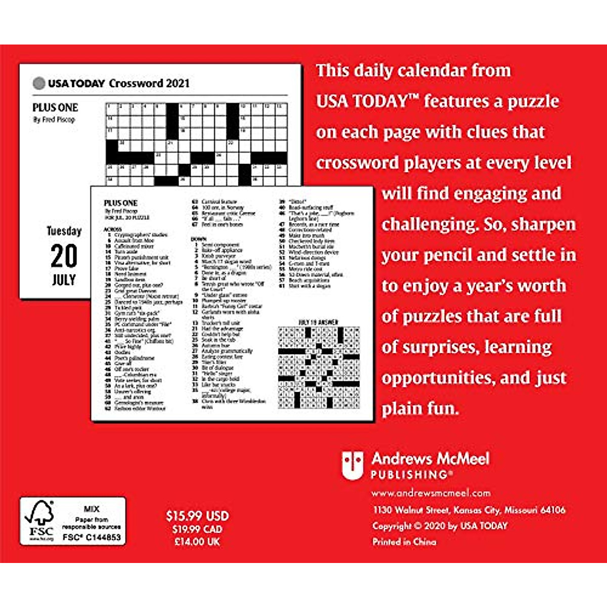 USA Today Crossword Puzzles 2021 Day-to-Day Calendar