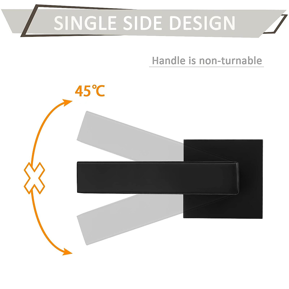 Probrico [Pack of 2 Door Lever Dummy Lever Door Handle for Closets French Doors,Square Dummy Door Lever,Non-Turning Single Side Pull with Black Finish,Easy Installation Pull Only Lever Set