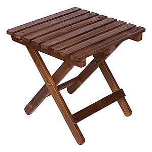 Classic Design Adirondack Square Folding Patio Table with Slated Top & Genuine Cedar Wood Construction | Oak Dark Brown Color Weatherproof Finish Best for Indoor Outdoor Use | Water & Rust Resistant