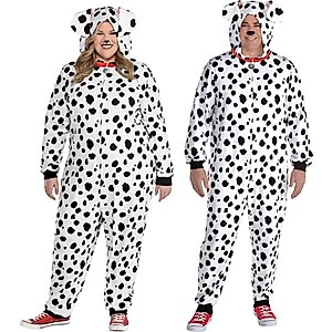 Amscan Dalmatian Zipster Adult Plus XXL - Stylish & Cozy Hooded One-Piece Suit in White & Black Polyester - Perfect Costume or Loungewear - Pack of 1