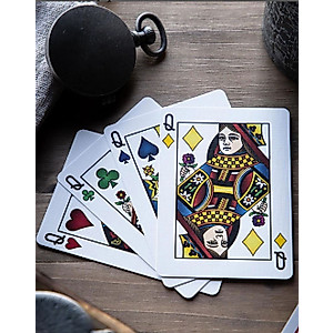Hesslers (Blue) Rider Back Playing Cards, Unique Four-Color Suites (Includes Poker Hand Reference Cards)