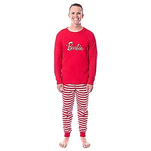 INTIMO Barbie Family Christmas Logo Santa Unisex Sleep 2 Piece Pajama Set (Adult, Small)