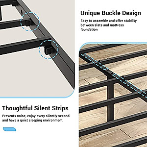 DICTAC Queen Bed Frame with Storage Headboard and Charging Station Led Bed Frame Queen Size with Headboard Storage,Metal Platform Bed Frame with LED Lights,No Box Spring Needed,Rustic Brown