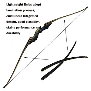 60 Inch Black Hunter Takedown Longbow Limbs 25-60 Lbs Replacement Bow Limbs Only for Right Hand and Left Hand (55 Lbs, Left Handed)
