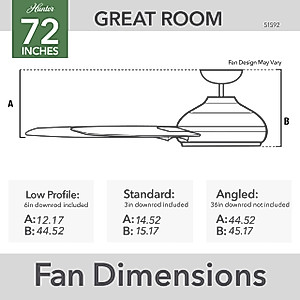 Hunter Fan Company 51592 Downtown Ceiling Fan, Matte Black, AAA