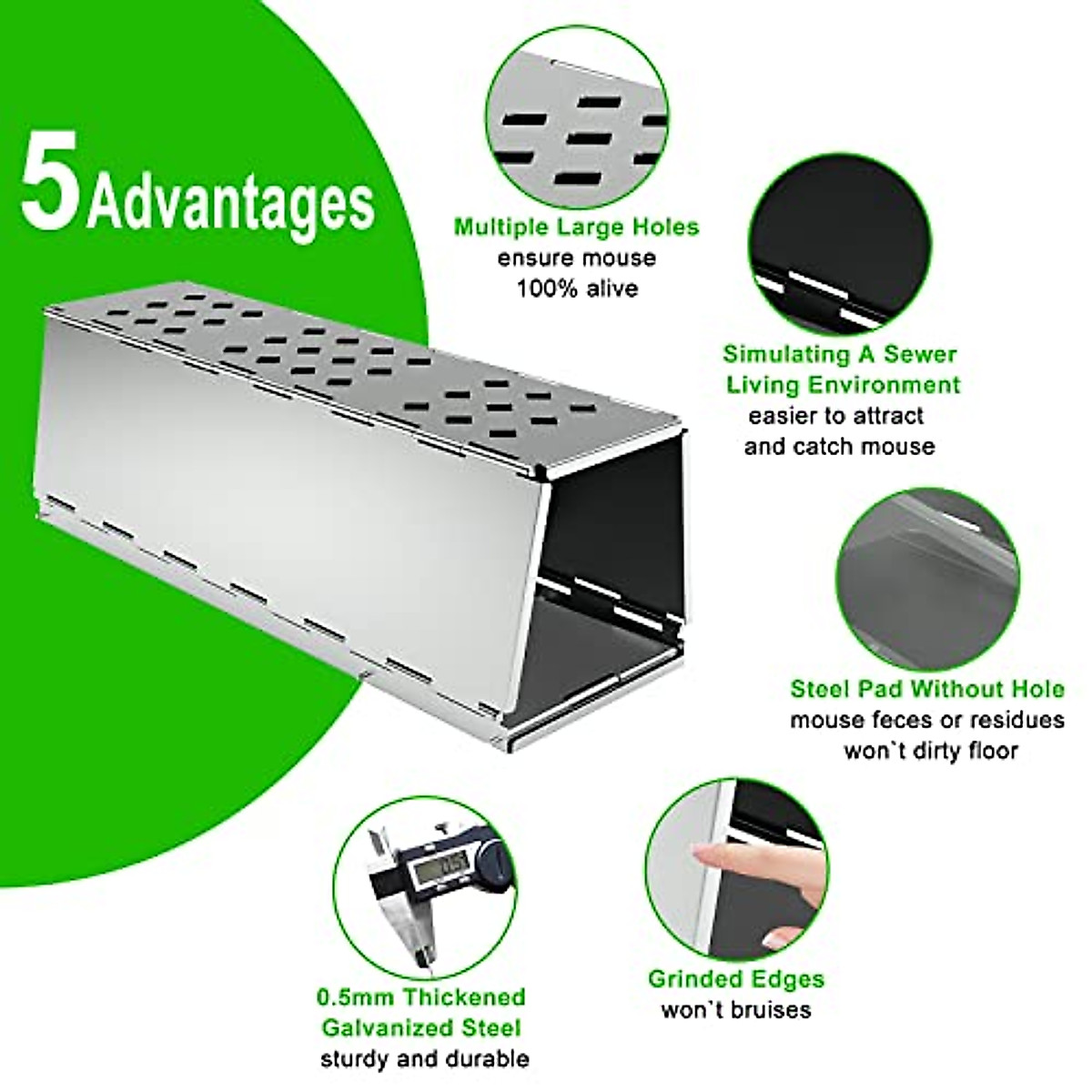 LUOJIBIE Mouse Trap, Humane Mouse Traps Indoor for Home, No See Kill, Reusable Live Mouse Traps Catch and Release, Durable Rat Traps Pest Control Traps for Rodent Mole Gnat Mice Vole (1 Pack)