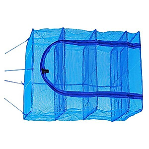CLISPEED 2pcs Foldable Fish Cage Meat Dehydrater Foldable Basket Flower Food Foldable Drying Rack Mesh Hanging Dryer Rack Drying Basket Nylon Multi-layer Net Blue Nylon Hanging Hanger
