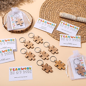 Ecation 48 Sets Teamwork Appreciation Gifts Wooden Puzzle Keychains Employee Staff Inspirational Cards Bags Team Thank You Gifts