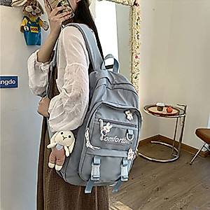 SPORTBANG School Backpack for Teens Girls Middle School Student Travel Blue Laptop Backpack Korean Cute Aesthetic Backpack (Blue)