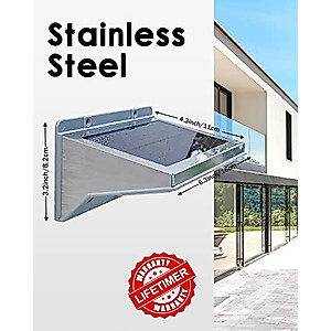 Solar Lights Outdoor Motion Sensor LED Solar Powered High Bright Stainless Steel Flood Lights IP68 Waterproof with 3 Lighting Modes for Wall, Yard, Porch and Garage(1 Pack)