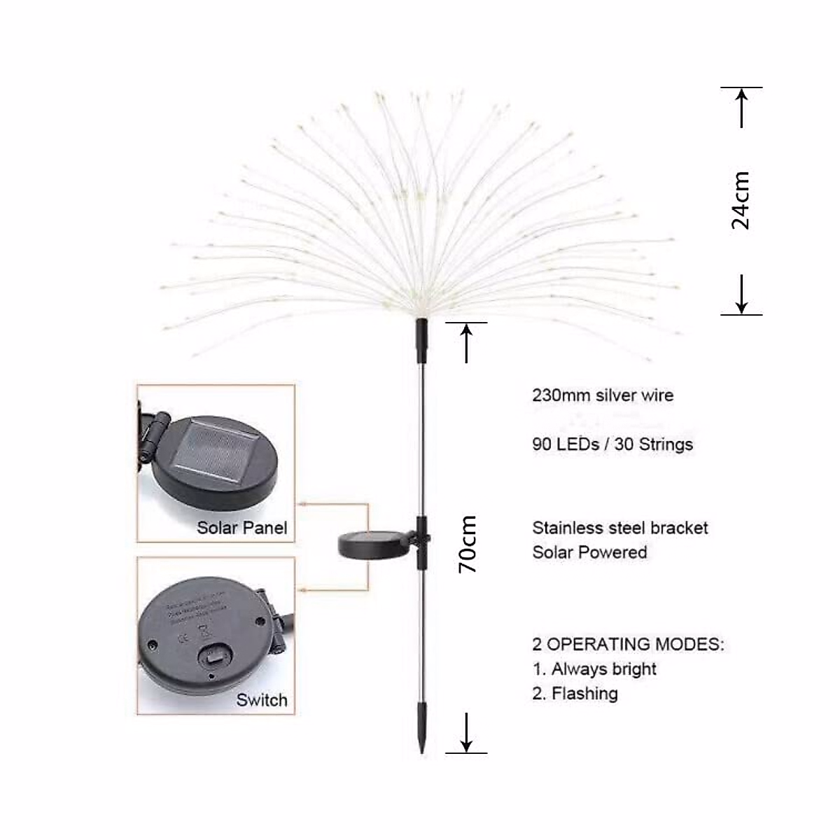 Waterproof Solar Garden Fireworks Lamp,2023 Creative DIY Outdoor LED Lights IP65 Waterproof Path Lawn Decor for Swimming Pool Walkway Pathway Backyard Lawn Landscape garden Patio (WHITE)