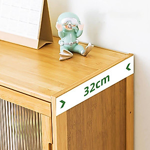 CraftThink Tall Storage Cabinet, Scandinavian Accent Cabinet with Doors and Straight Legs Rectangle Kitchen Pantry Shelves for Home Office, (4 Wicker & Rattan Doors, 17" L x 12.5" D x 49.5" H)