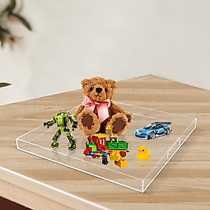 Clear Extra Large Acrylic Serving Tray, Oversize 24x24 Inch -Spill Proof- Decorative Trays Countertop Organiser, Acrylic Tray for Ottoman,Nightstand, Sidetable