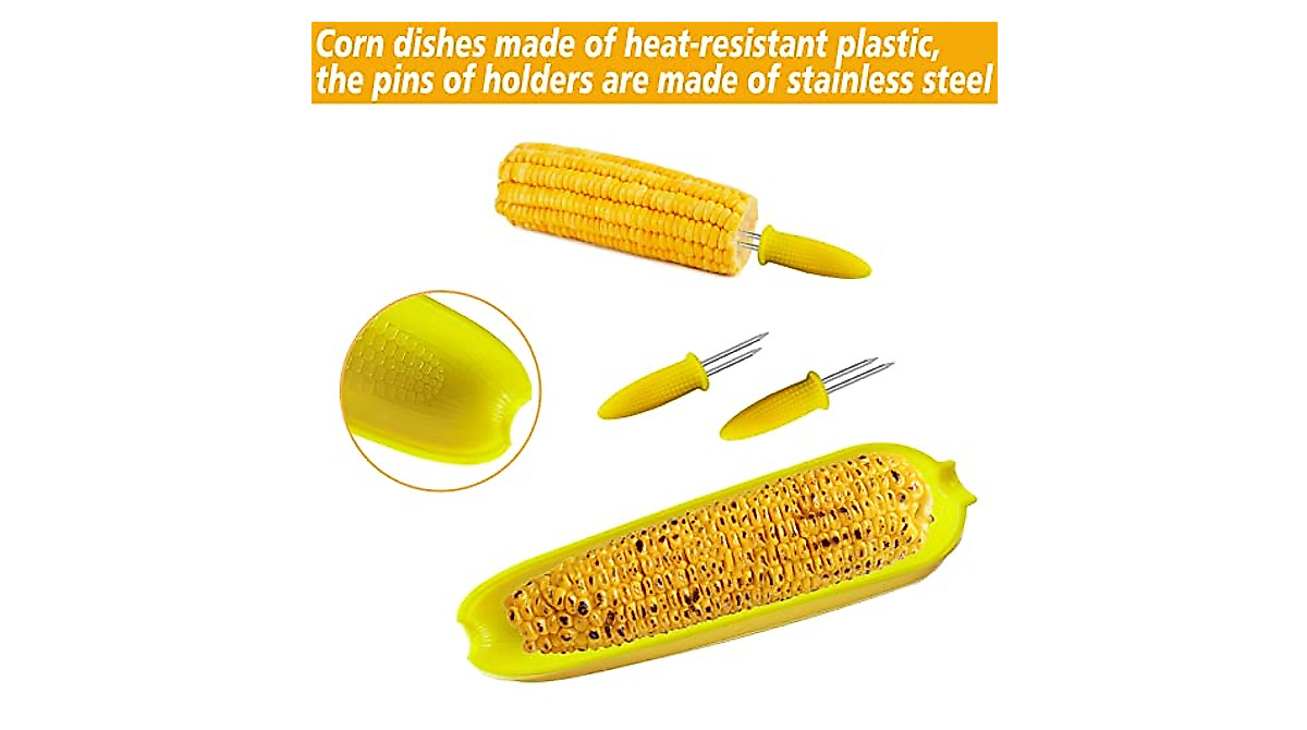 4PCS Corn Cob Holders & Dishes for Easy, Safe Grilling & Eating