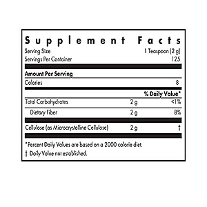 Nutricology Dietary Fiber Cellulose Powder - Insoluble Fiber, Colon Health - 250 Grams (8.8 oz)