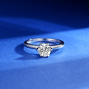 Impalsory Moissanite Wedding Band, 2ct 8.0mm Moissanite Rings for Women 925 Sterling Silver Round Solitaire Engagement Stackable Rings Size 5