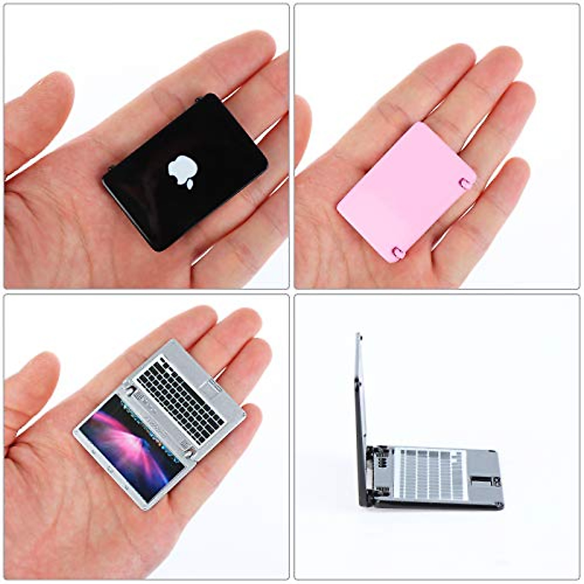 3 Pcs Coforful 1:12 Mini Laptop Set Dollhouse Mini Laptop Scene Miniatures Computer Simulation Notebook Lap Dolls House Furniture Doll Accessories