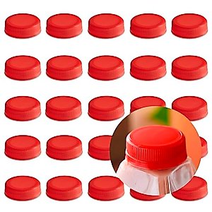 Lakesstory Bottle Caps Tamper Seal Lids Cap for Bottle Screw Cap Bottle Plastic Bottle Caps Juice Bottles Cap (pack of 25, red)