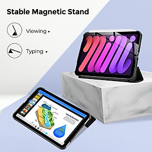 ProCase Smart Case for iPad Mini 7 A17 Pro 2024/iPad Mini 6 2021 8.3 Inch iPad Mini 7th/6th Gen Case, Hard Back Cover for iPad Mini 8.3" 7th Gen A2995/A2996/A2993/6th Gen A2567 A2568 A2569 -Black