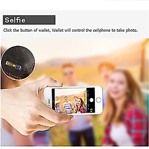 SMART LB Anti-Lost Bluetooth Leather Long Purse with Alarm, Position Record (via Phone GPS), Bifold Multi Card Case with Zipper Pocket Intelligent Wallet (Brown)