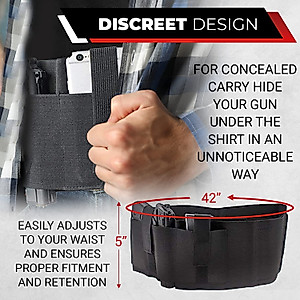 Tactical Belly Band Holster for Concealed Carry Pistol Hand Gun Holder, Hide Handgun Under Shirt Elastic Waist Belt Holsters for Men and Women (Belly Band Holster)