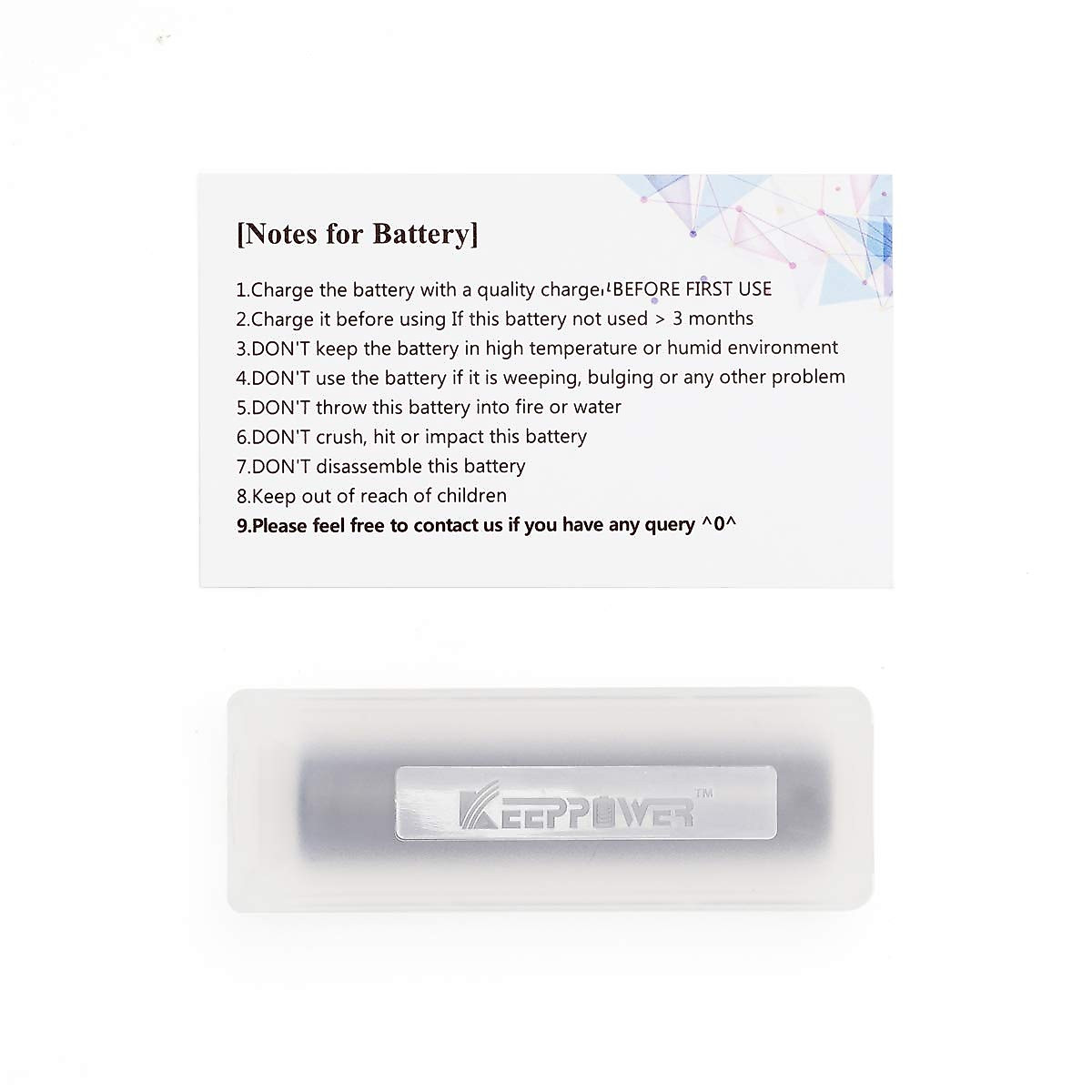 Keeppower 16650 2100mAh 3.7V Rechargeable li-ion Protected Battery 7.77Wh (Replacement for 2 x CR123) P1665C