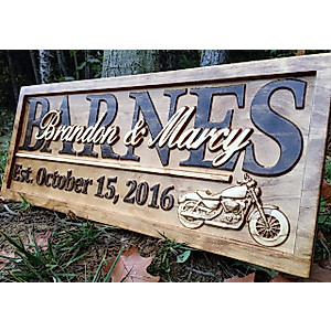 Personalized Motorcycle Gifts Motorcycle Wedding Sign Harley Davidson Sign Personalized Couples Gift Wood Family Name Custom Last Name Sign