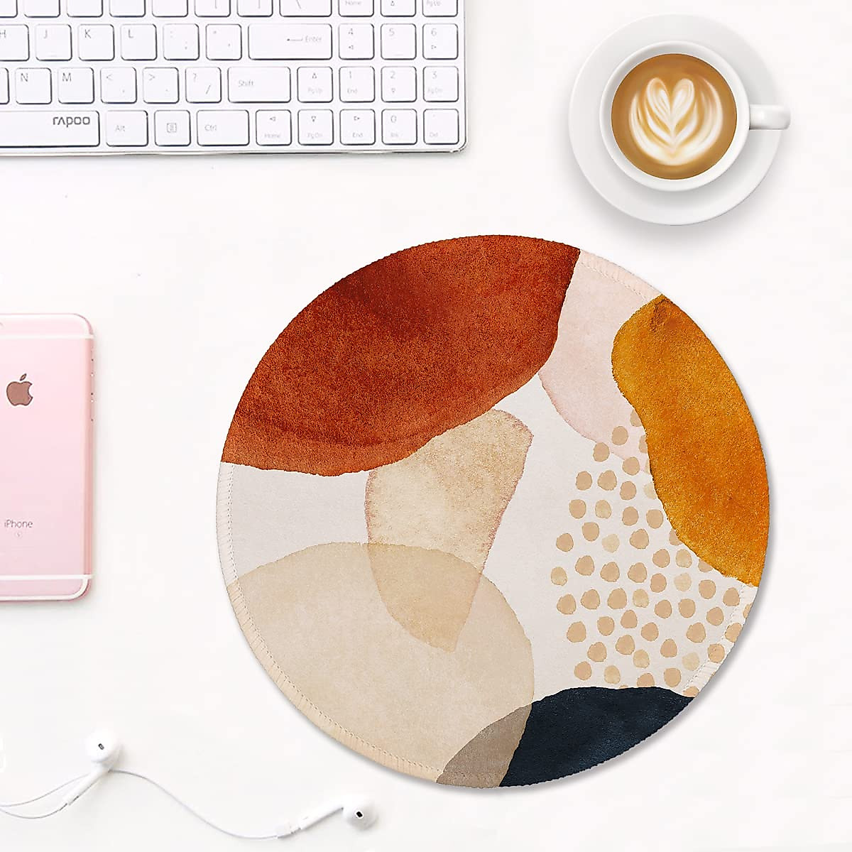 Auhoahsil Mouse Pad, Abstract Art Round Non-Slip Rubber Mousepad with Stitched Edges for Wireless Mouse Laptop Computer Gaming Office Travel Men Women Kids, Cute Design, 8.7 x 8.7 in, Stones