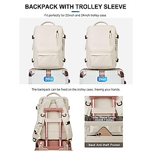 VGCUB Carry on Backpack,Large Travel Backpack for Women Men Airline Approved Gym Backpack Waterproof Business Laptop Daypack,Beige